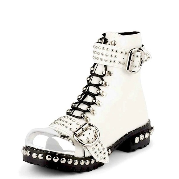 Jeffrey Campbell | Shoes | Jeffrey Campbell Rare White Gustine Studded ...